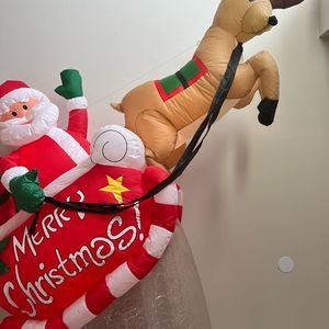 Gemmy | Holiday | Vintage Airblown Flying Santa Reindeer Christmas ...